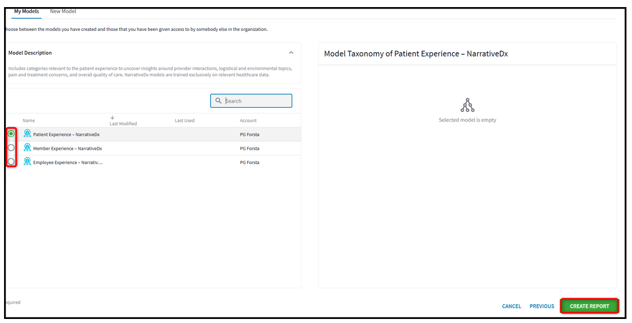 Selecting an Analysis Model – Forsta Plus